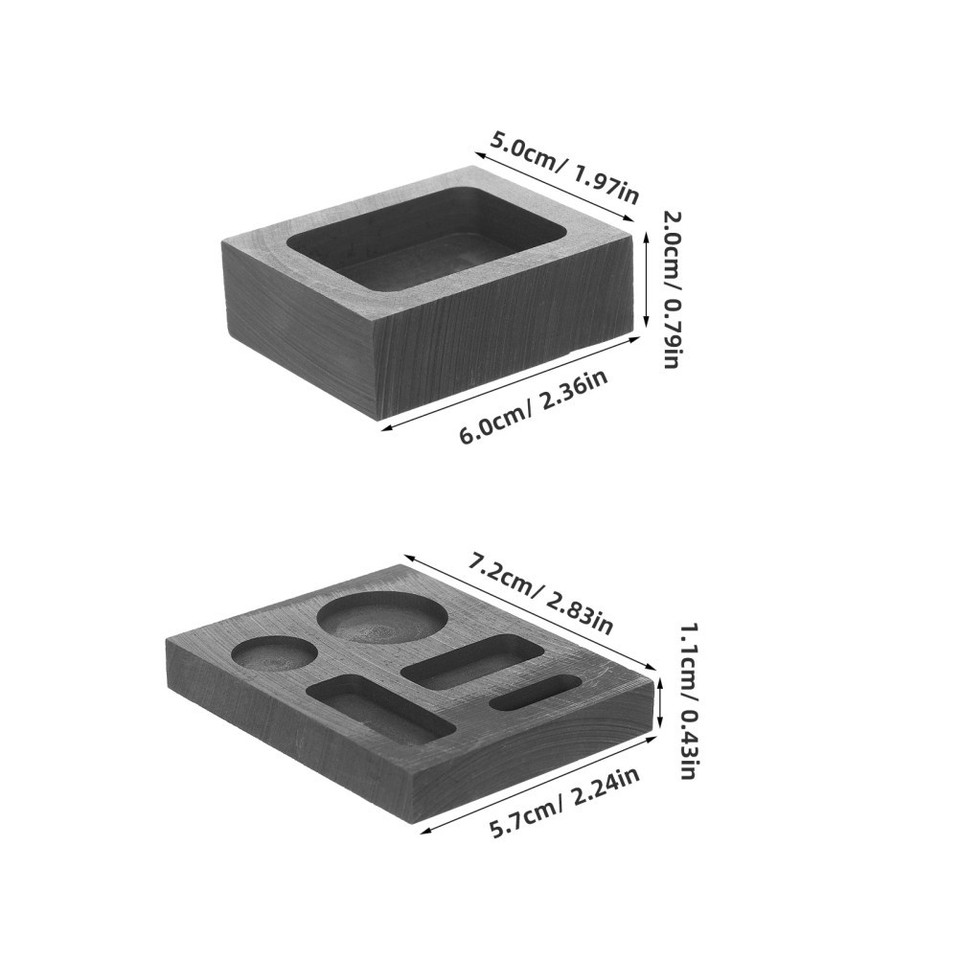 2pcs Graphite Casting Mold: Crucible for Melting & Casting Gold Silver ...
