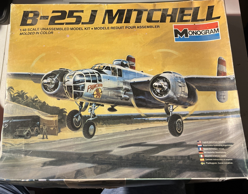 B-25J MITCHELL WWII BOMBER Monogram 5502 1/48 Plastic Model Kit Free ...