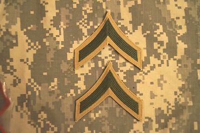 USMC Enlisted Male PRIVATE FIRST CLASS Rank Green Embroidered on Khaki ...