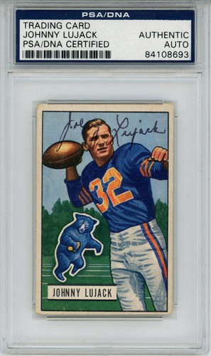 Johnny Lujack Autographed/Signed 1951 Bowman #15 Trading Card PSA Slab ...