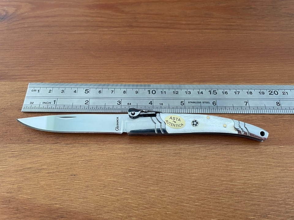 3.14" Spanish Navaja Pocket Knife Bull Horn Scales With Ratchet ...