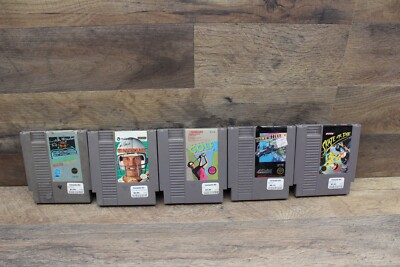 5 Nintendo NES Games Bandai Golf Tiger-Heli Skate or Die Football Rad ...