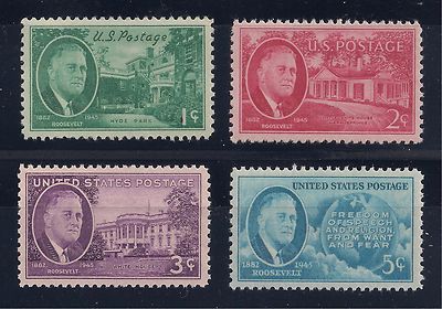 PRESIDENT FRANKLIN D ROOSEVELT FDR - 1945 SET OF 4 U.S. STAMPS - MINT ...