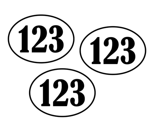 Personalised classic oval numbers vinyl retro stickers decals MX ...
