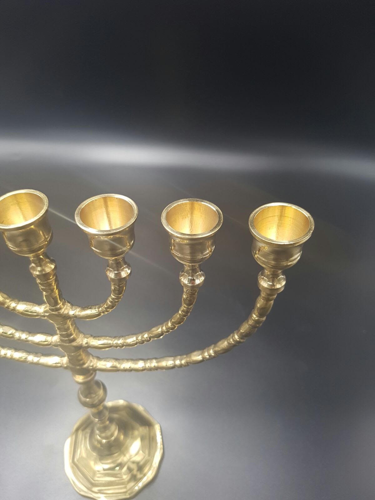 Brass Menorah Jerusalem 12 Inch Height 7 Branches Menorah Jewish Israel ...