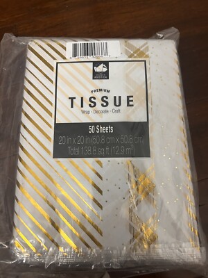 gold and white tissue paper 50 Sheets Per Pack 20”x20” | eBay