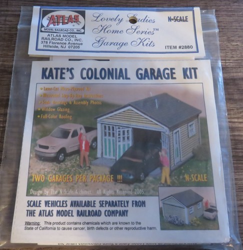 N Scale Atlas "Kate's Colonial Garage Kit" #2880 2 Garages Laser Cut ...