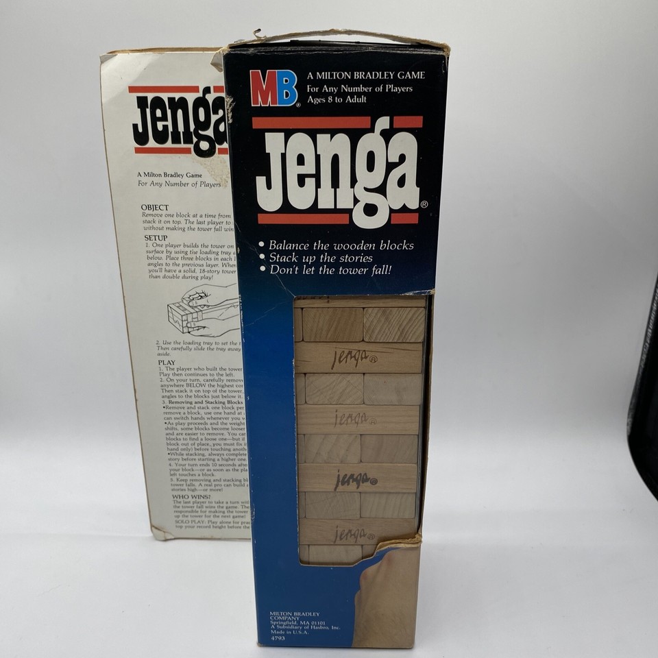 Vintage Jenga Crafted Wood Block Game classic 1986 by Milton Bradley ...