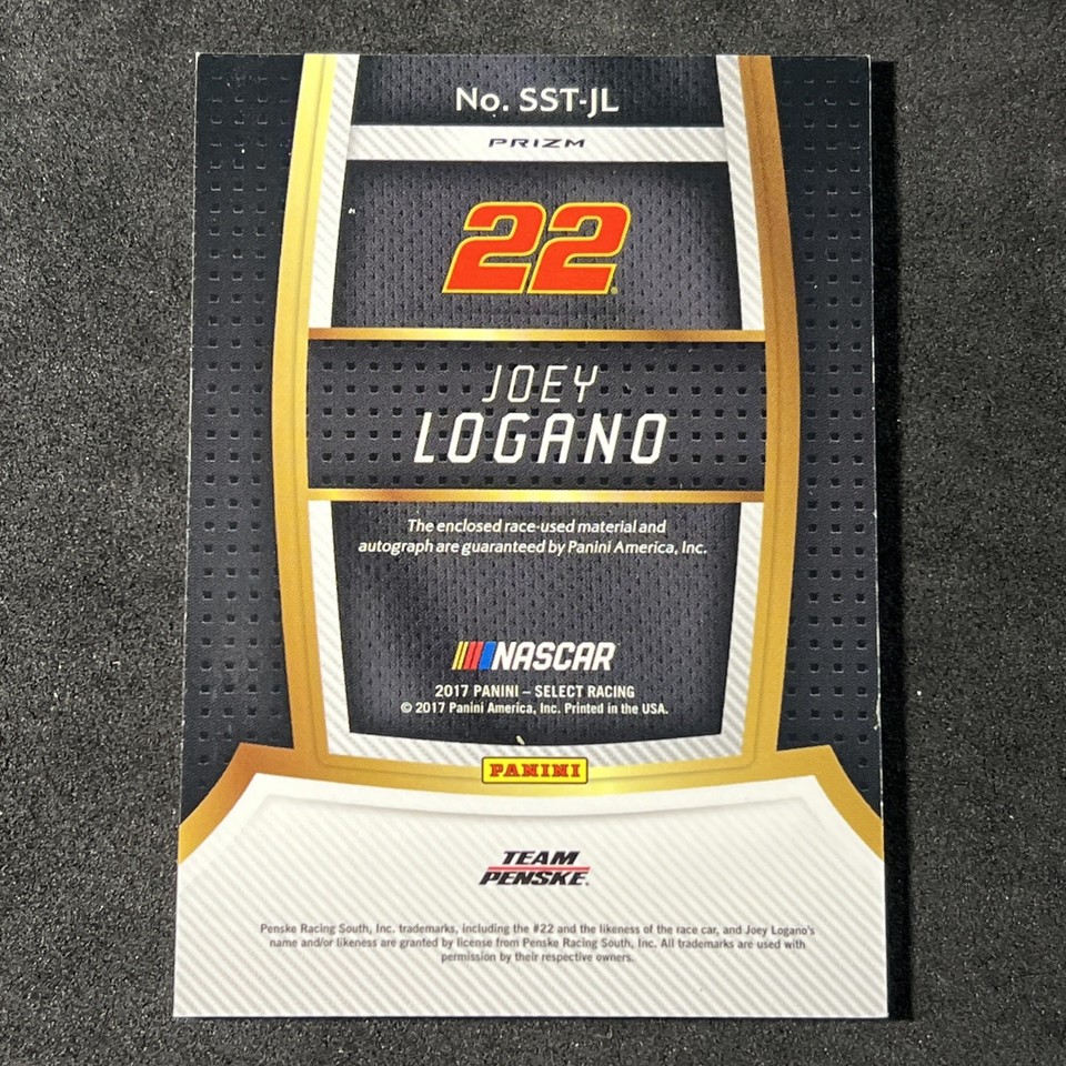 JOEY LOGANO Auto Signature Swatches Triple 2017 Panini Select NASCAR ...