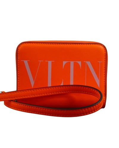 Preloved valentino garavani VLTN Compact Wallet Orange Leather Unisex ...