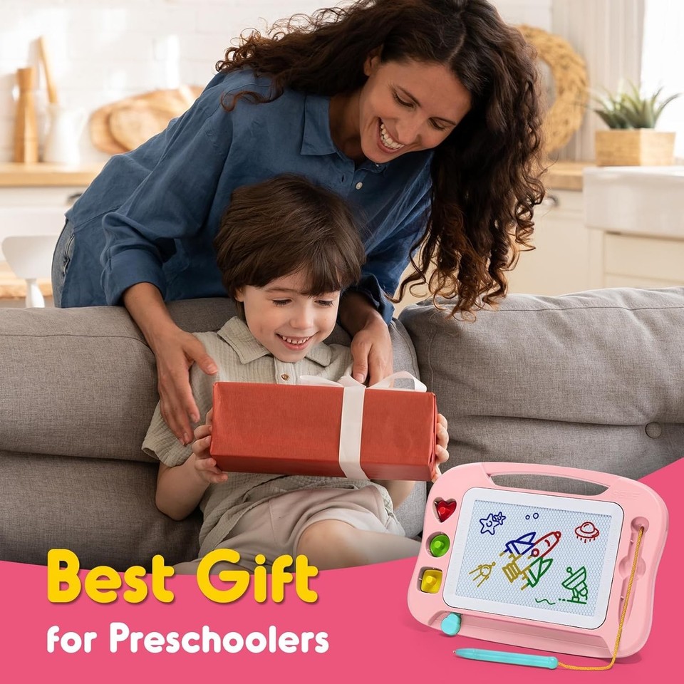 Safe and Fun Etch & Sketch Pad for Kids, Pink Magnetic Drawing Board ...