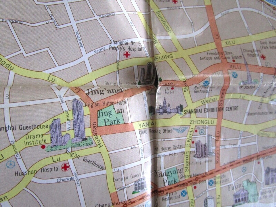 CHINESE "SHANGHAI TOURIST MAP" VINTAGE - E5F | eBay
