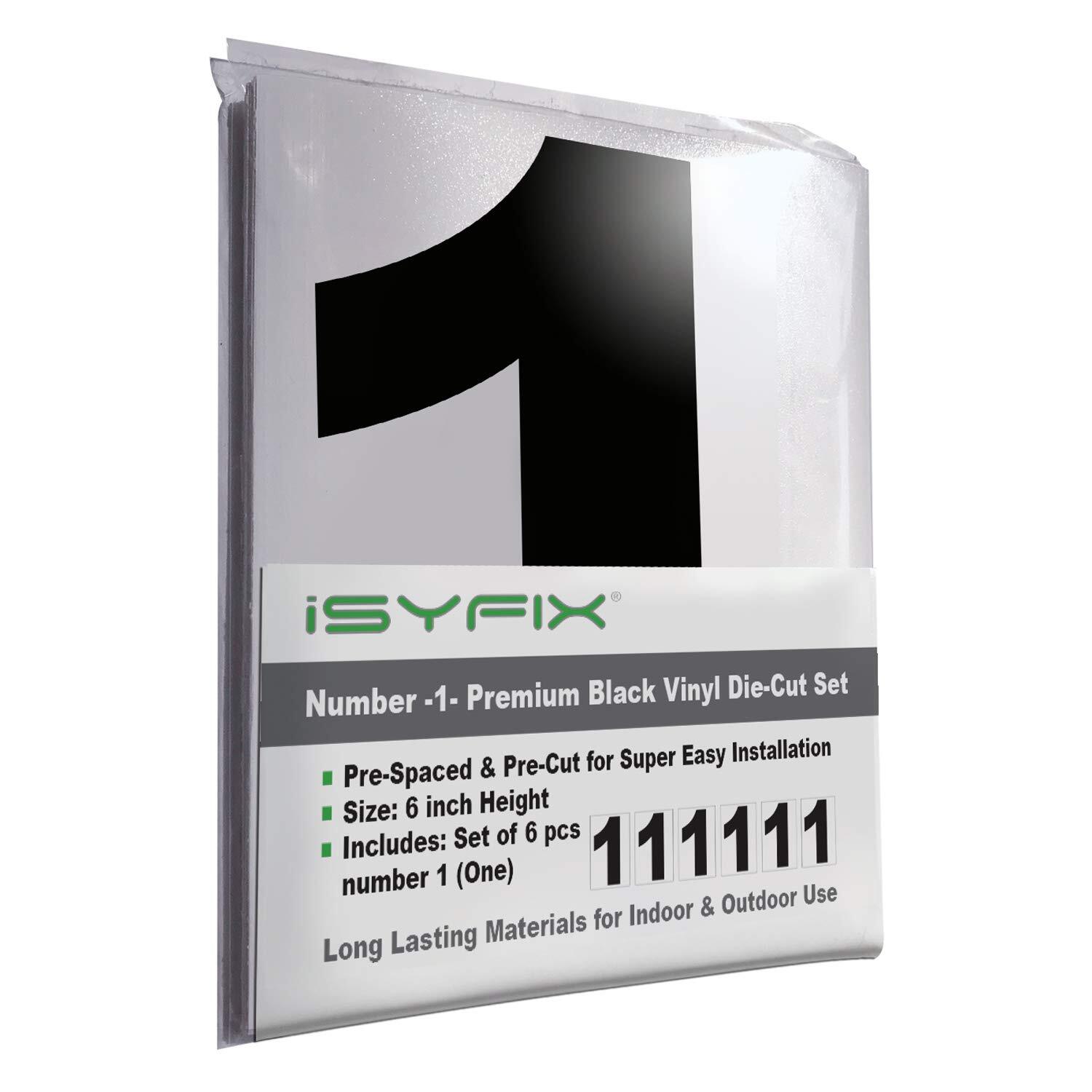 Black Vinyl Number 1 (One) Stickers - 6 Pack 6 inch Self Adhesive ...