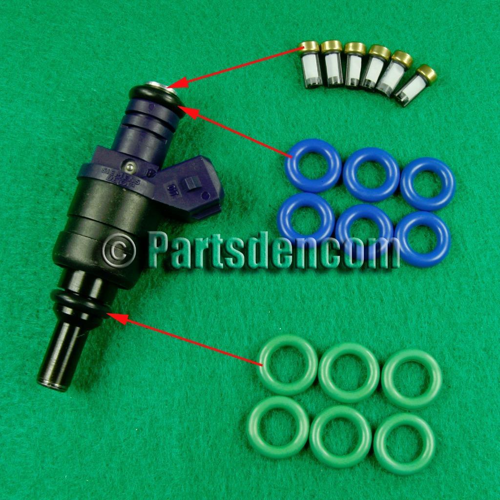 FUEL INJECTOR SERVICE KIT FITS BMW 530i E39 E60 M54 6 CYL SIEMENS DEKA ...