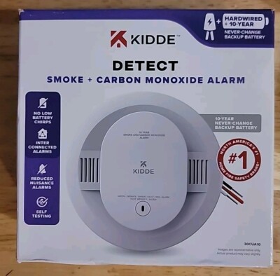 Kidde Detect Smoke & Carbon Monoxide Alarm 30CUA10 Hardwired + Backup ...