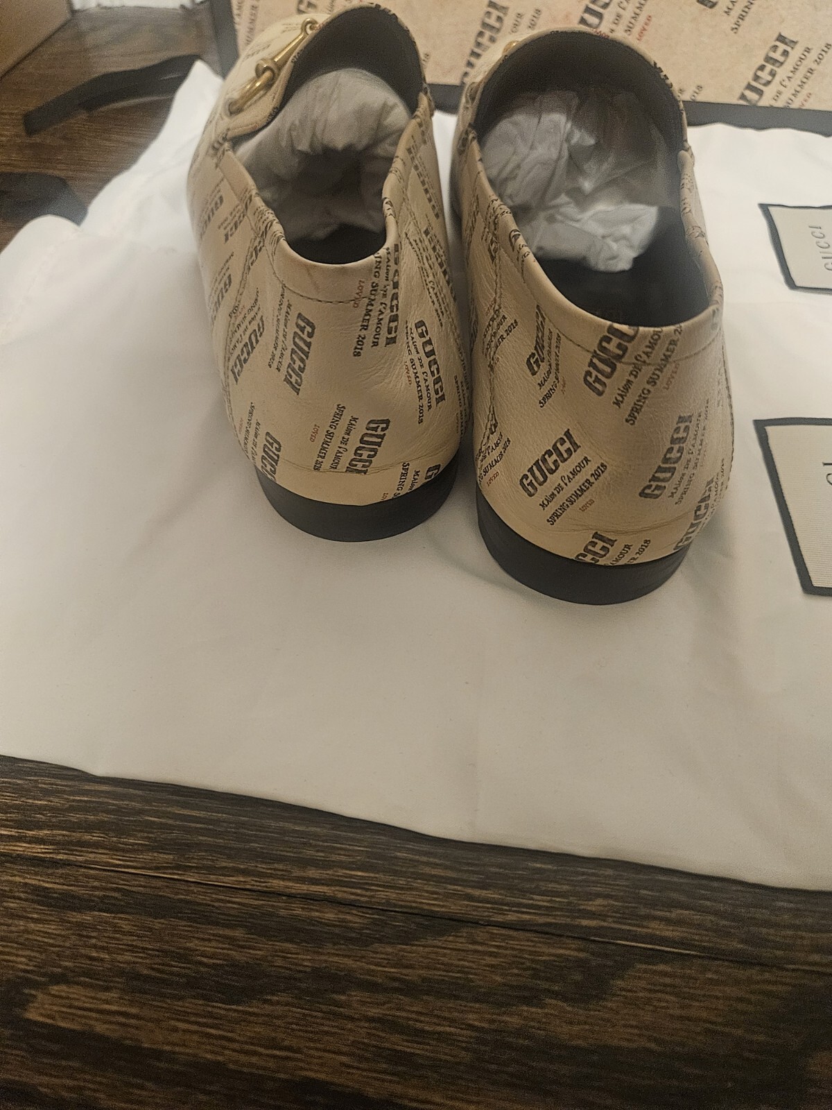 GUCCI Stamp Leather Horsebit LOAFERS Beige Gucci Size 10 | eBay