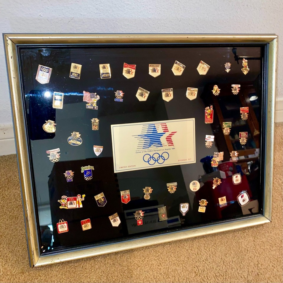 Vtg 1984 LA Olympics Complete Sponsor Pins Collection Frame Sports ...