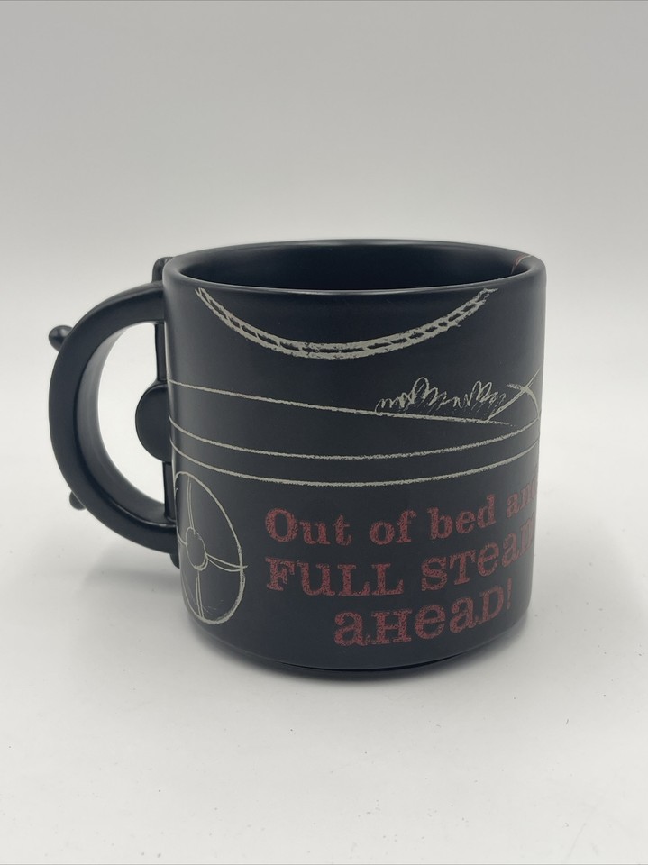 Mickey Mouse Hallmark Steamboat Willie Black Coffee Cup Mug Ship Wheel ...