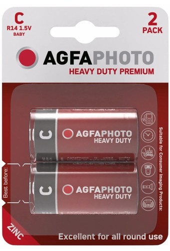 AGFA PHOTO Zinc Chloride Battery 2 x C SIZE R14 1.5V Cell Genuine ...