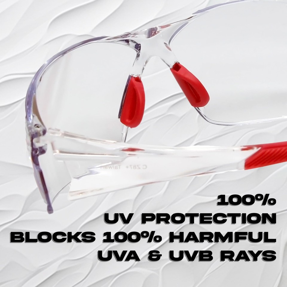 Calabria Side Out Clear Crystal Red Sport Safety Glasses for Pickleball ...