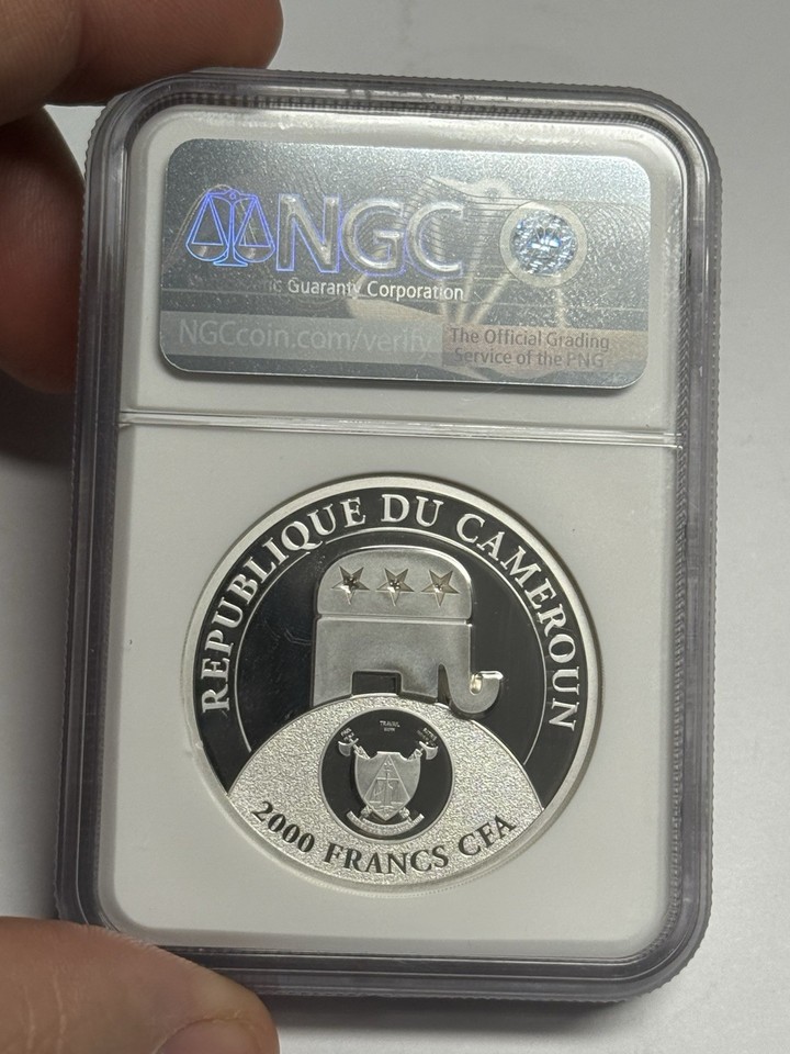 2020 NGC PF70 DONALD TRUMP Cameroon Silver 2000 Francs High Relief 2 oz ...