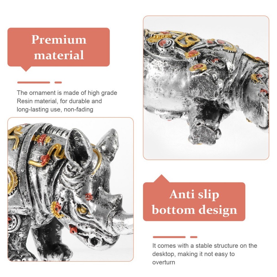 Rhino Desktop Decor Sculptures Statue Resin | eBay Australia