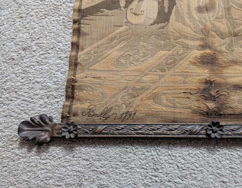 Boilly 1791 wall hanging tapestry French w/ ornate metal Rod hanger ...