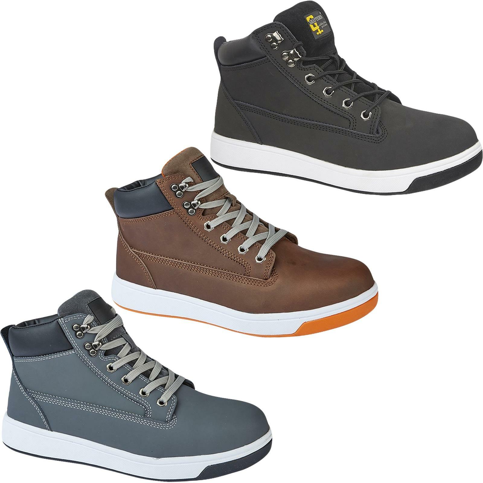 Mens Safety Trainers Ankle Boots Hi Top Leather S1 SRC Work Steel Toe ...