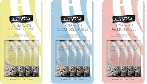 Fussie Cat Puree Lickable Cat Treats (Four-Tube Packs, 0.5 Oz/Tube) | eBay