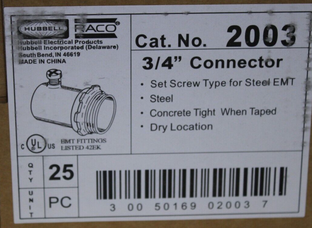 RACO 2003 3/4 in. Connector Set-Screw (250) 10 Boxes of 25 | eBay