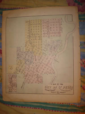 SAINT ST PETER MINNESOTA ANTIQUE MAP W MANKATO PRINT NR | eBay