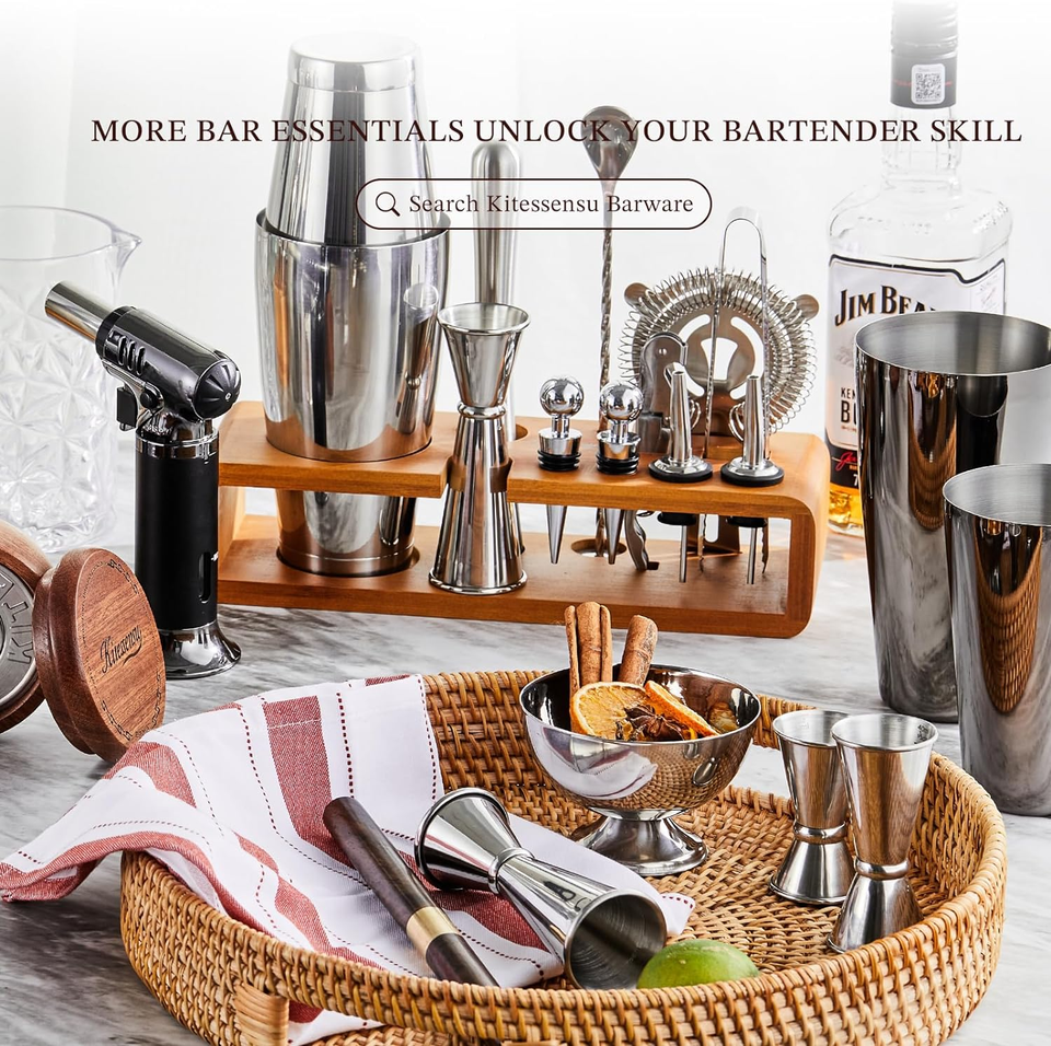Cocktail Shaker Set Bartender Kit with All Essential Accessory Tools ...