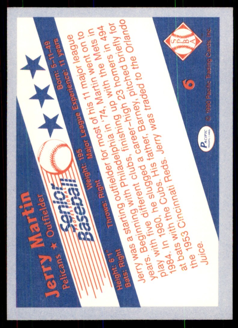 1990 Pacific Senior League Jerry Martin Baseball Cards #6 | eBay