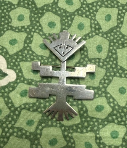 Sterling Silver Aztec Brooch Pin Pendant Mexico 925 Broach Mexican ...