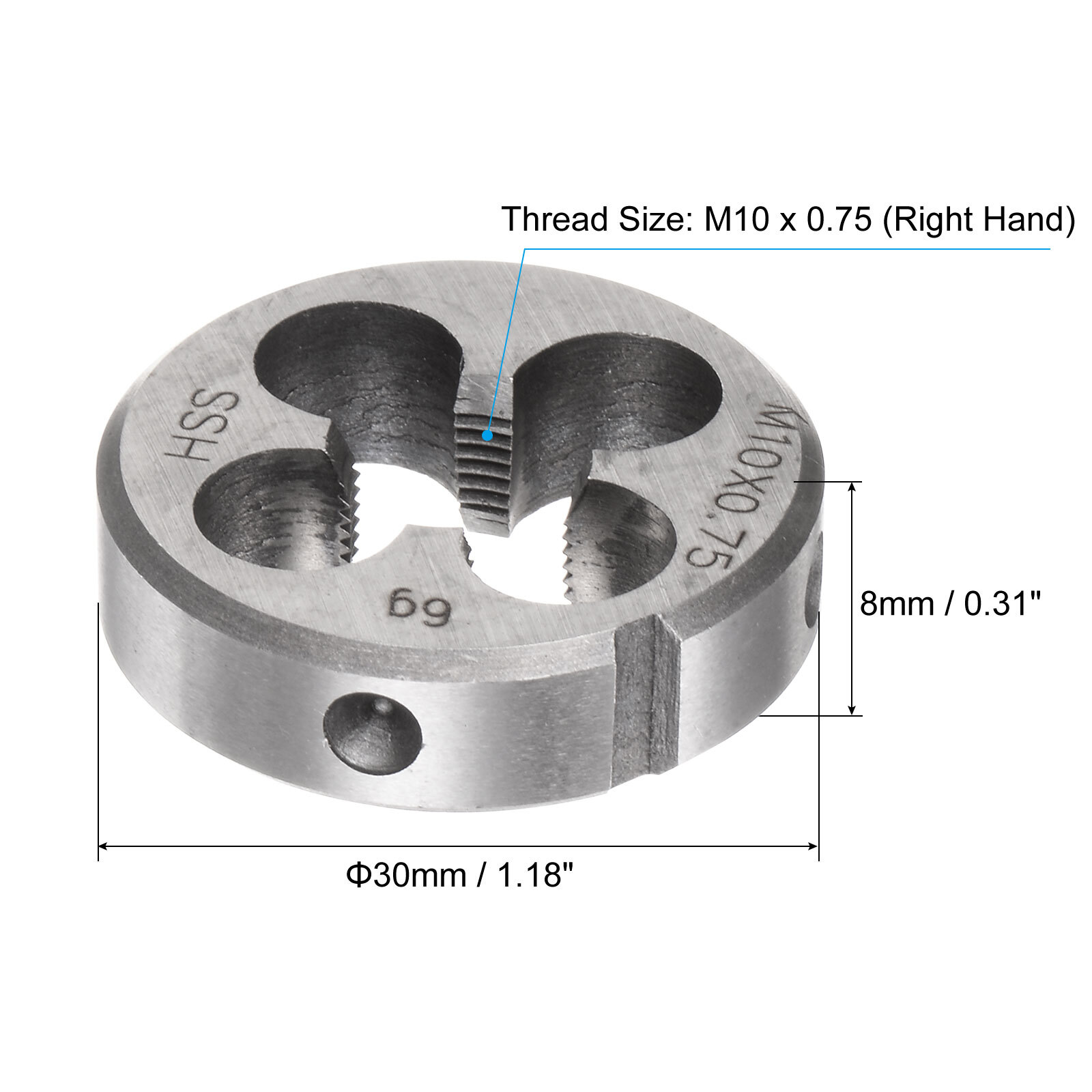 Round Threading Dies Metric M10 x 0.75 Thread High Speed Steel Screw ...