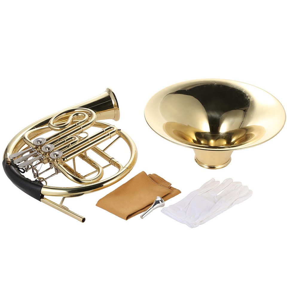 Bb Single French Horn 3 Key Brass Gold Lacquer Single-Row Split French ...