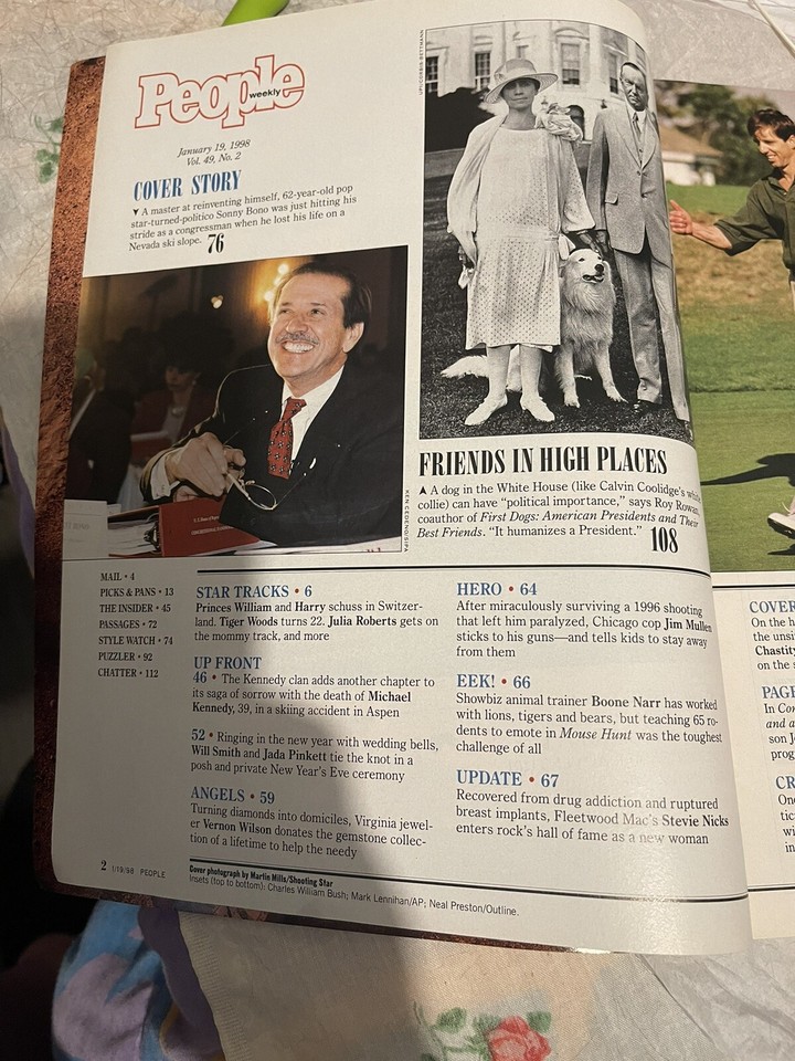 PEOPLE WEEKLY Magazine January 19 1998 Sonny Bono Cher Stevie Nicks ...