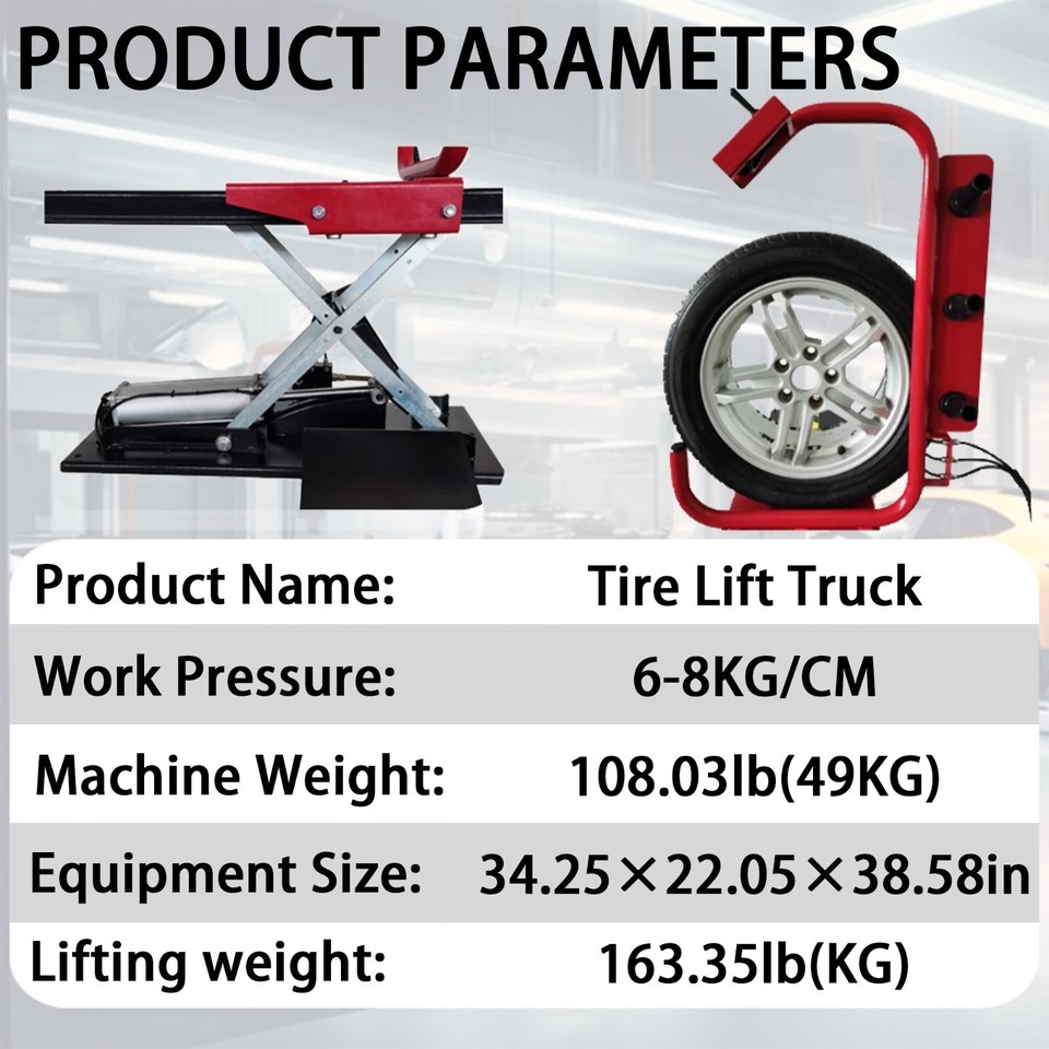 176lb Capacity Air Operated Tire Wheel Lift Pneumatic Lifter for Wheel ...