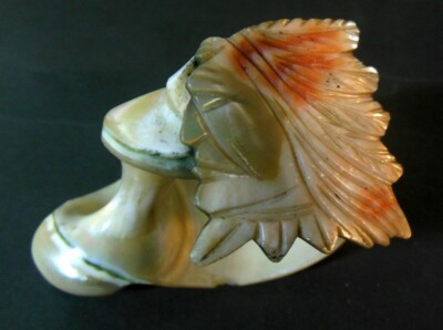 Vtg SHELL ABALONE Nacre NAPKIN Ring AMERICAN INDIAN Chief Souvenir ...