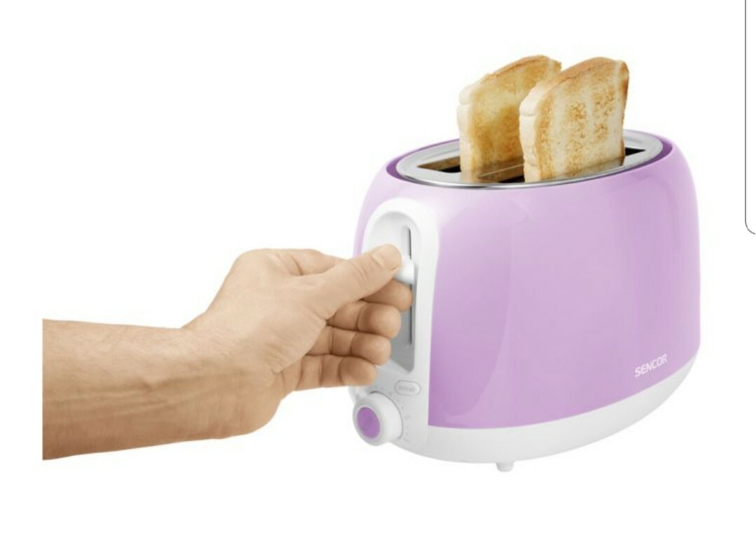 Sencor Toaster 2-Slice Pastel Lilac Anti Slip Feet Heat Insulated Outer ...