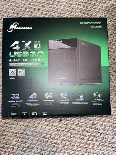 Mediasonic HF7-SU3S3 ProBox 4 Bay 3.5" SATA Hard Drive Enclosure USB 3. ...