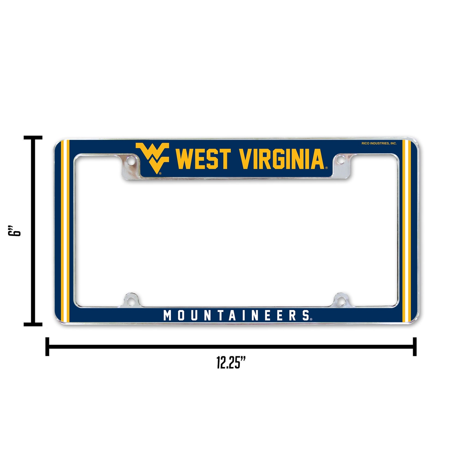 West Virginia Chrome Metal License Plate Frame w/ Full Frame Team Color ...