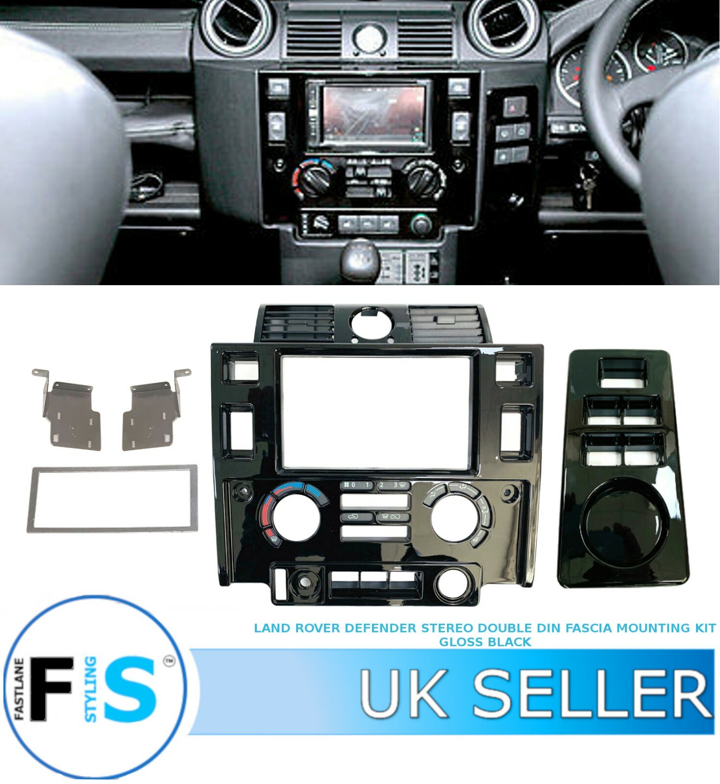 LAND ROVER DEFENDER DOUBLE DIN STEREO KIT FASCIA SOUND SYSTEM PANEL ...