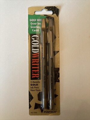 2 Pentech Goldwriter Metallic Gold Ink Pens VTG Sealed 1995 | eBay