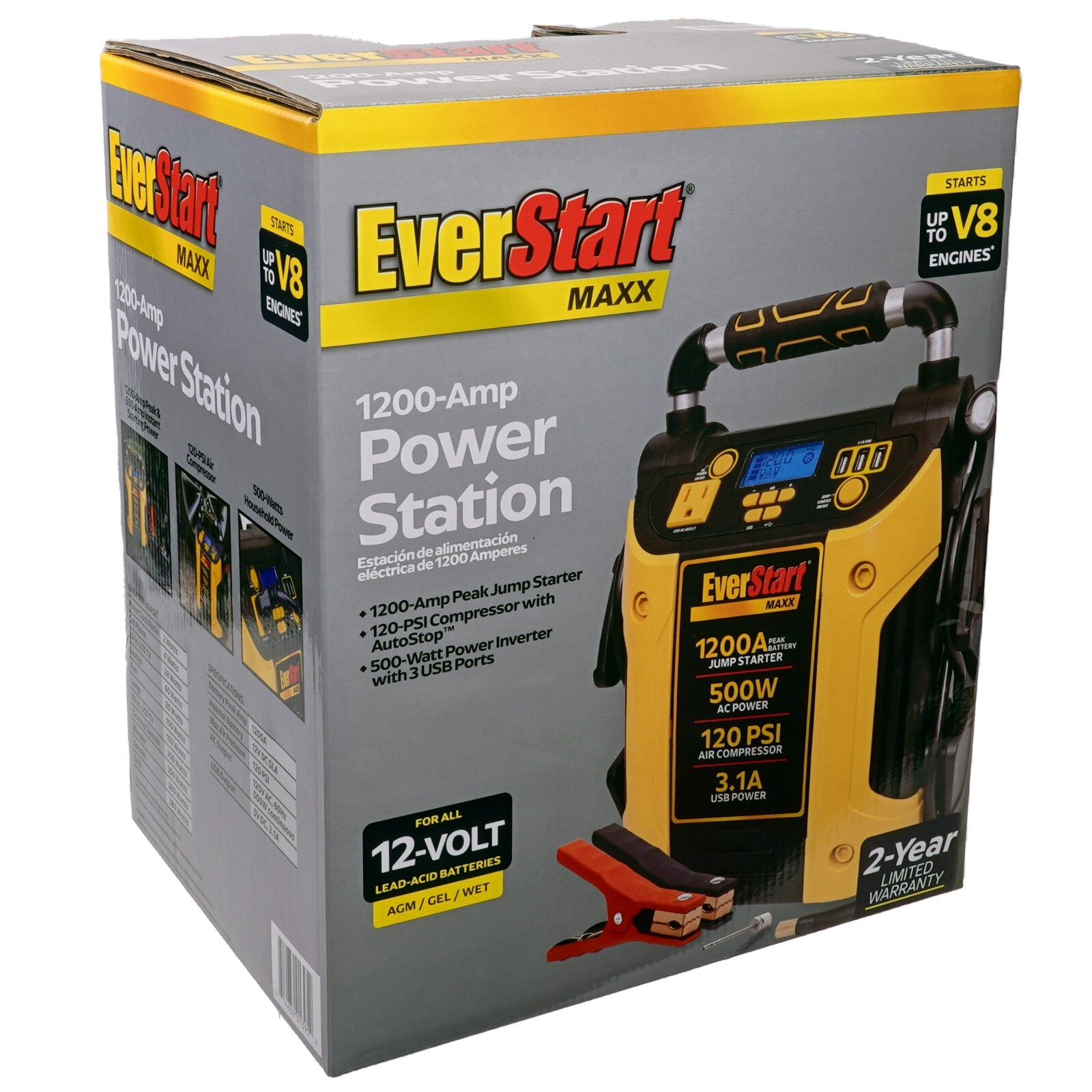 EverStart Maxx J5CPDE 1200 Peak Amps Jump Starter, Power Station, 500W Inverter | eBay