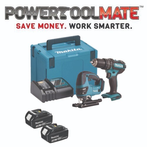 Makita DLX2134SJ 18v Kit Set DJV180 Jigsaw / DHP482 Combi Drill 2x 3ah ...