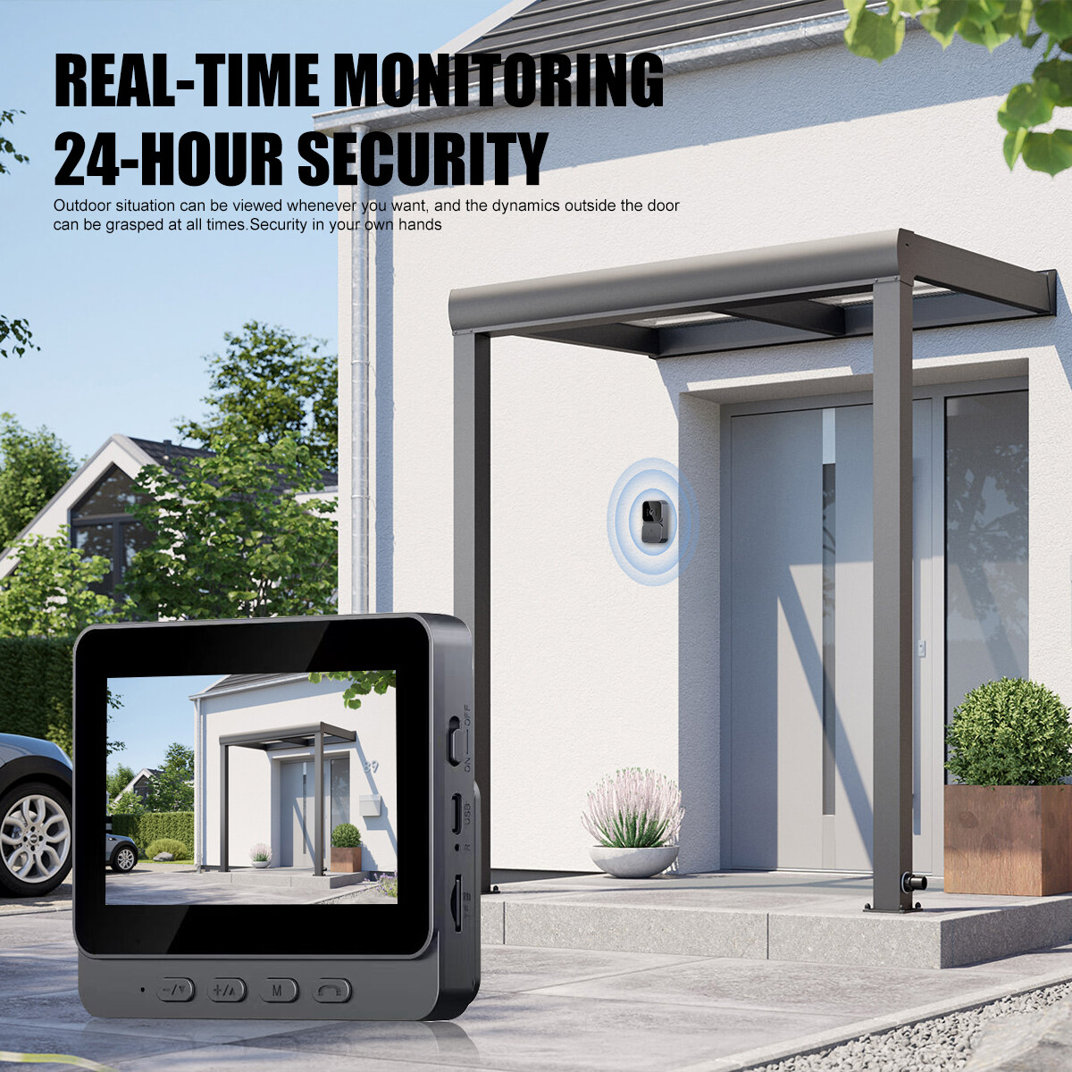 4.3" Screen Wireless Video Doorbell Phone Security Camera Door Bell ...