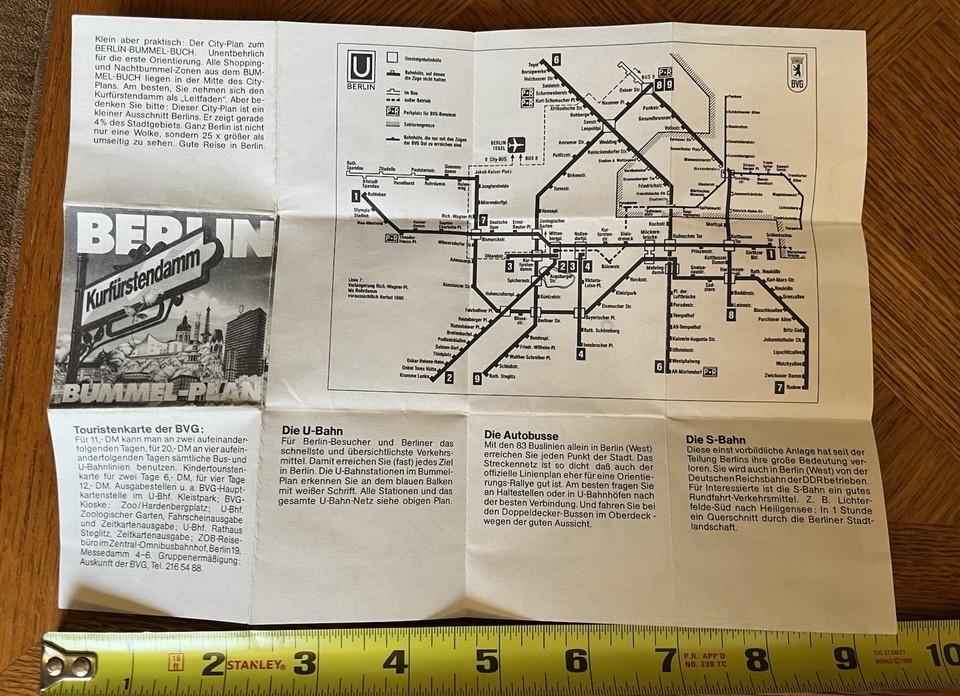 Vtg Berlin Travel Booklet 1960s Fold Out Color Map~ Kummel Plan Walking ...