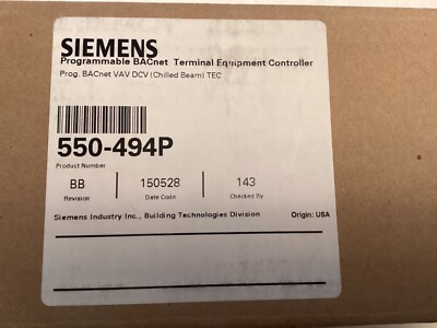 SIEMENS 550-494P Programmable BACnet TERMINAL EQUIPMENT CONTROLLER NEW ...