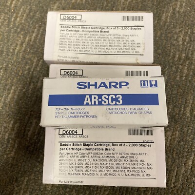 Sharp AR-SC3 Saddle Stitch Staple Cartridges And 3 Generic Brand Boxes ...